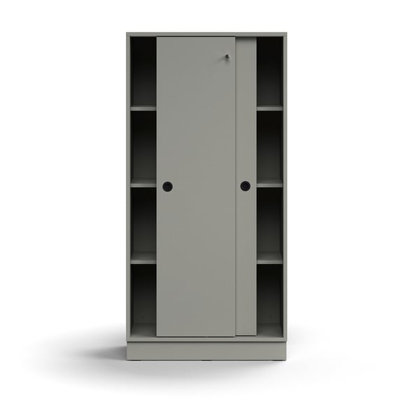 Liukuovikaappi QBUS, lukollinen, 3 hyllytasoa, sokkeli, kahvat ...