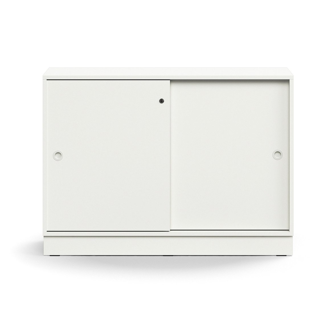 Lockable sliding door cabinet QBUS, 1 shelf, base frame, handles ...