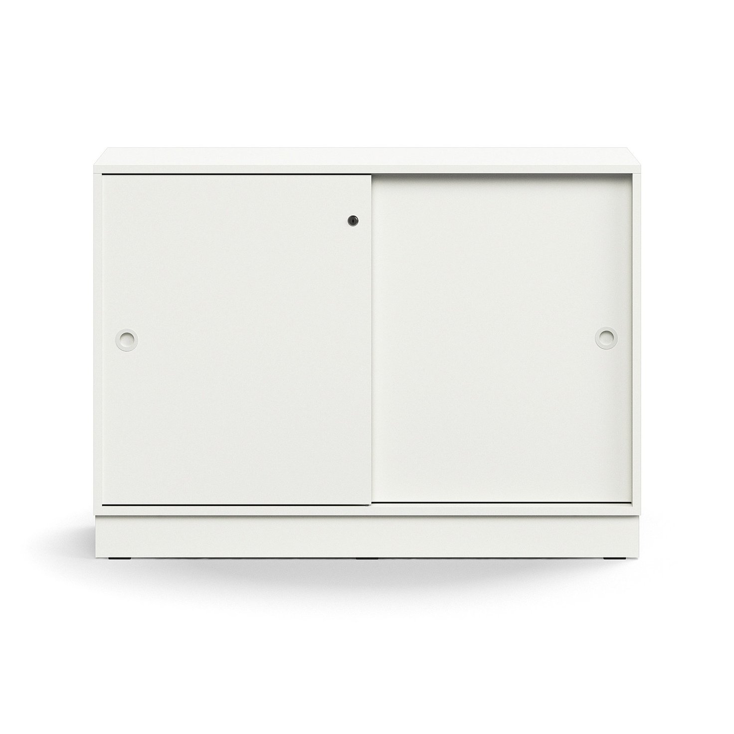 Lockable sliding door cabinet QBUS, 1 shelf, base frame, handles ...
