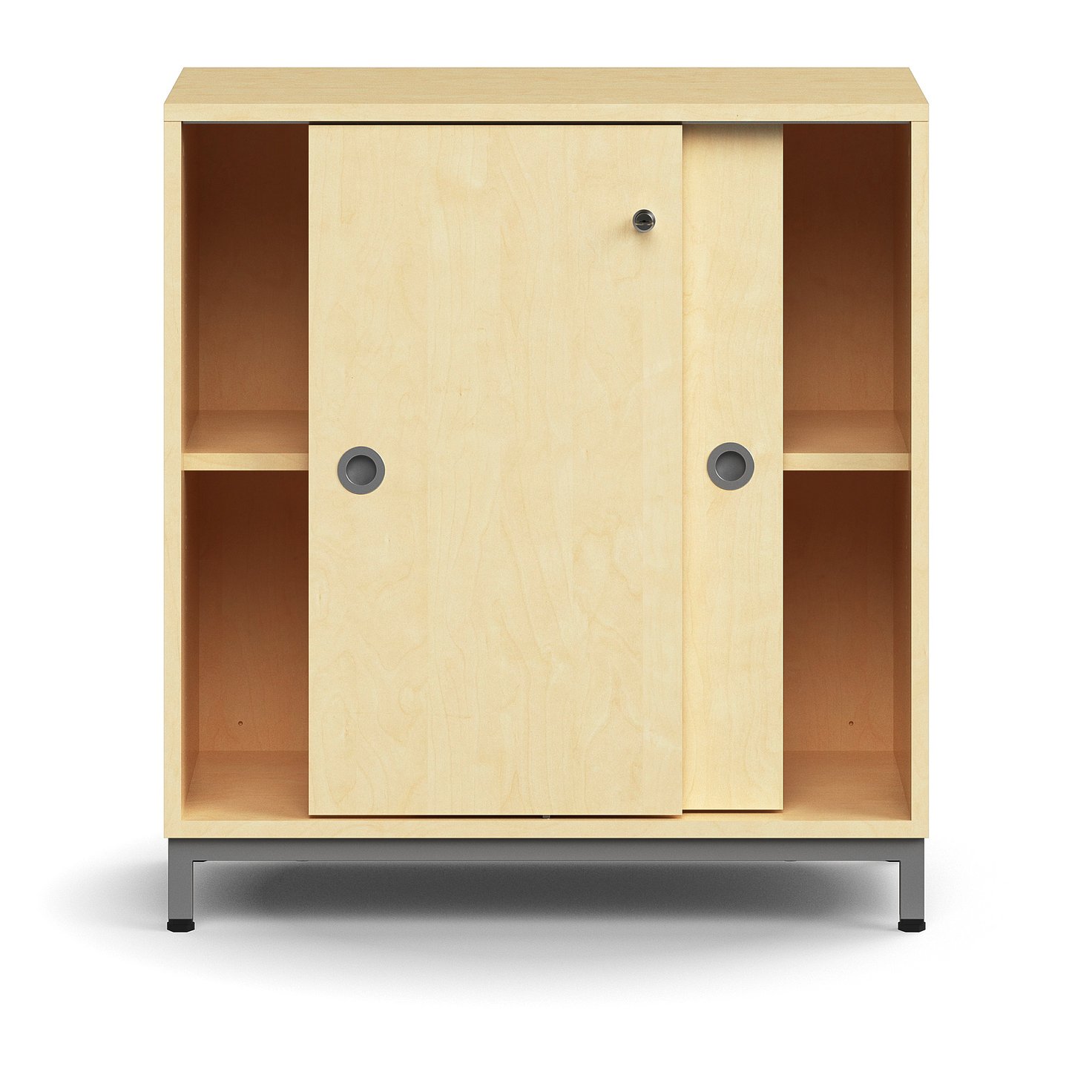 Lockable sliding door cabinet QBUS, 1 shelf, leg frame, handles ...