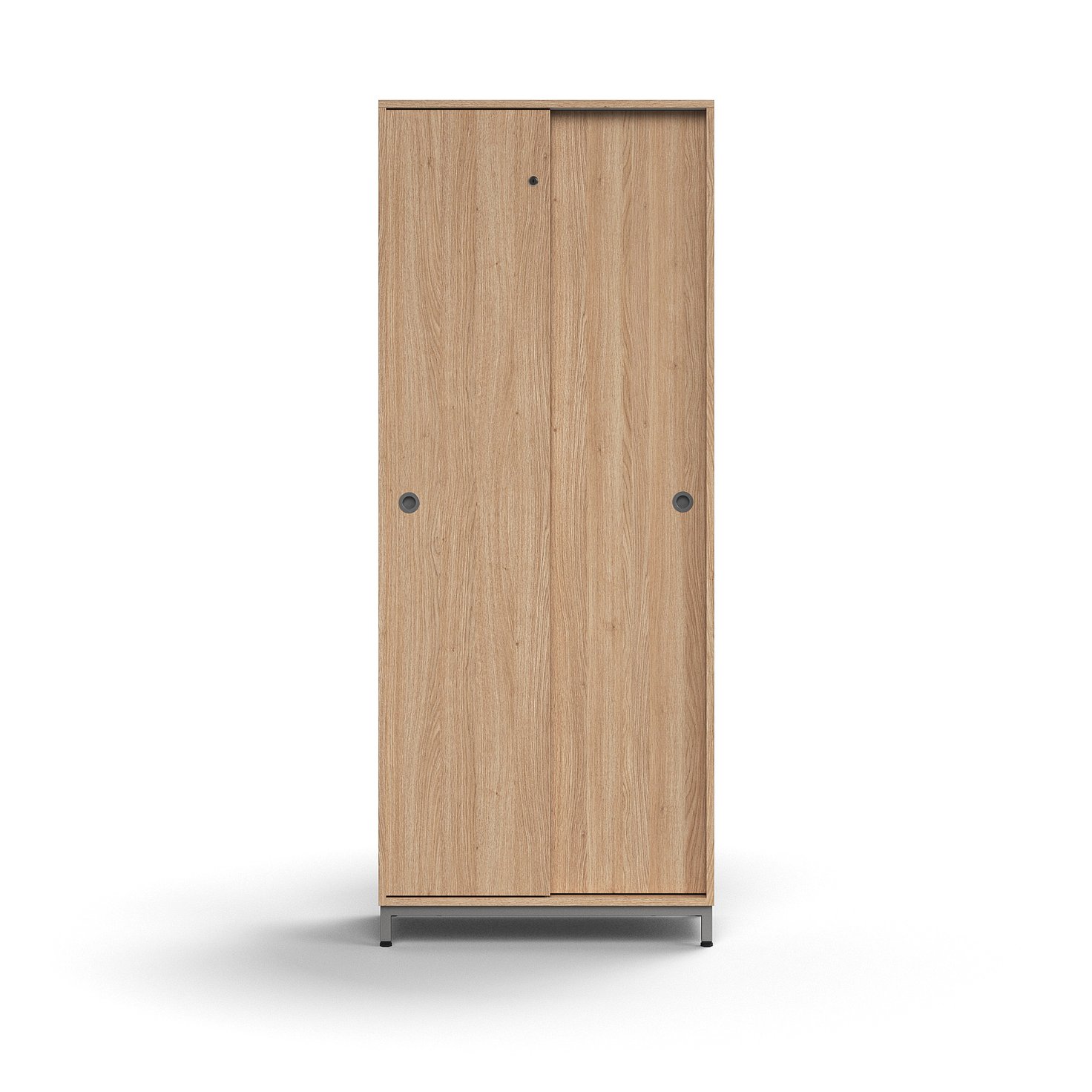 Lockable sliding door cabinet QBUS, 4 shelves, leg frame, handles ...