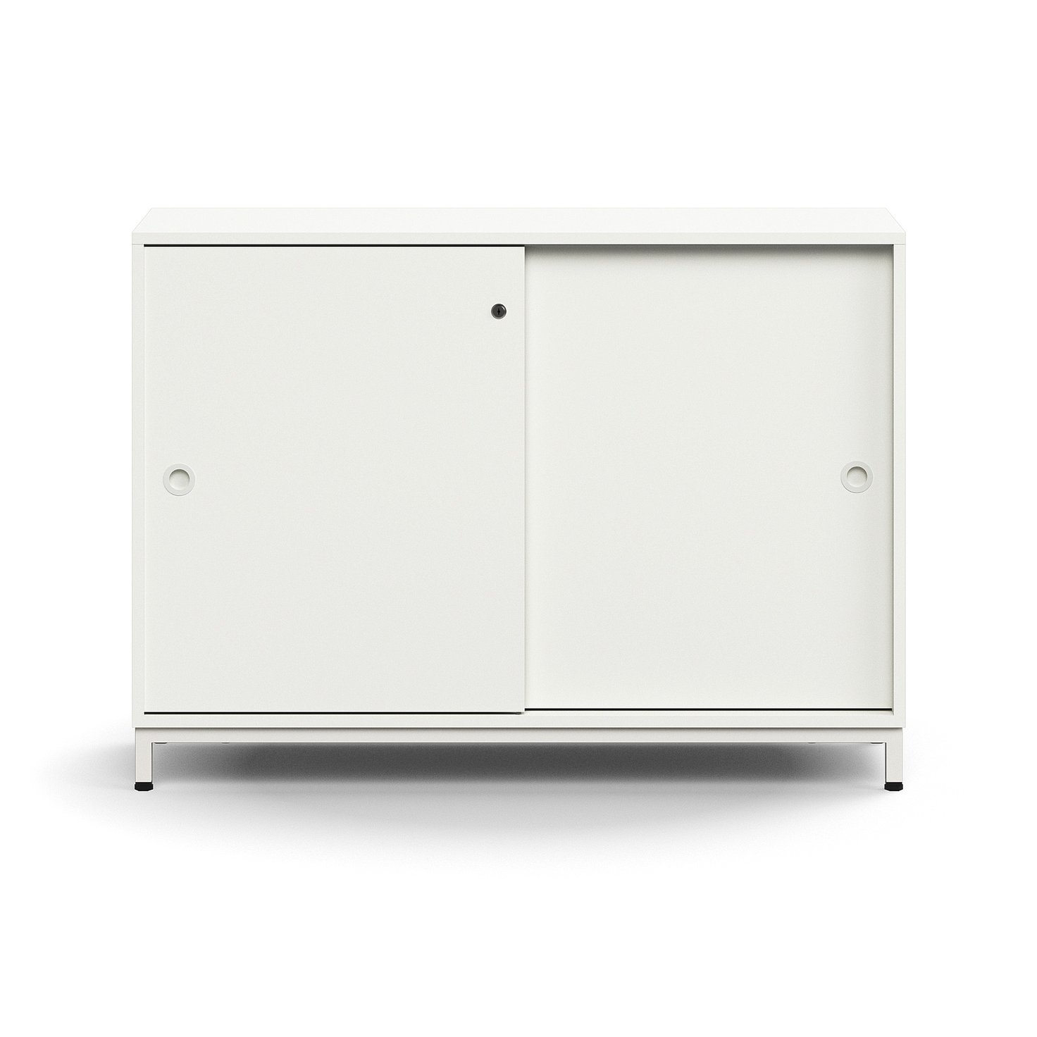 Lockable sliding door cabinet QBUS, 1 shelf, leg frame, handles ...
