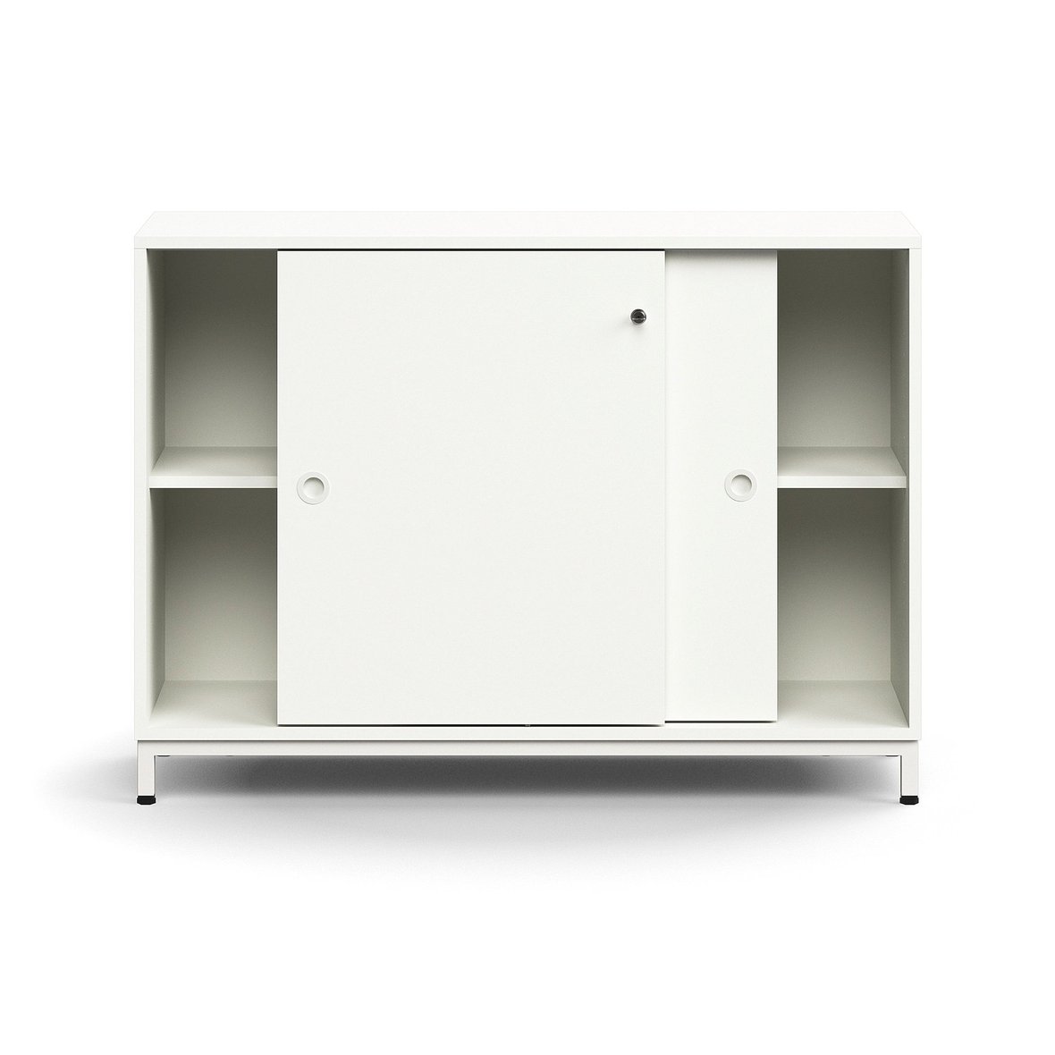 Lockable sliding door cabinet QBUS, 1 shelf, leg frame, handles ...