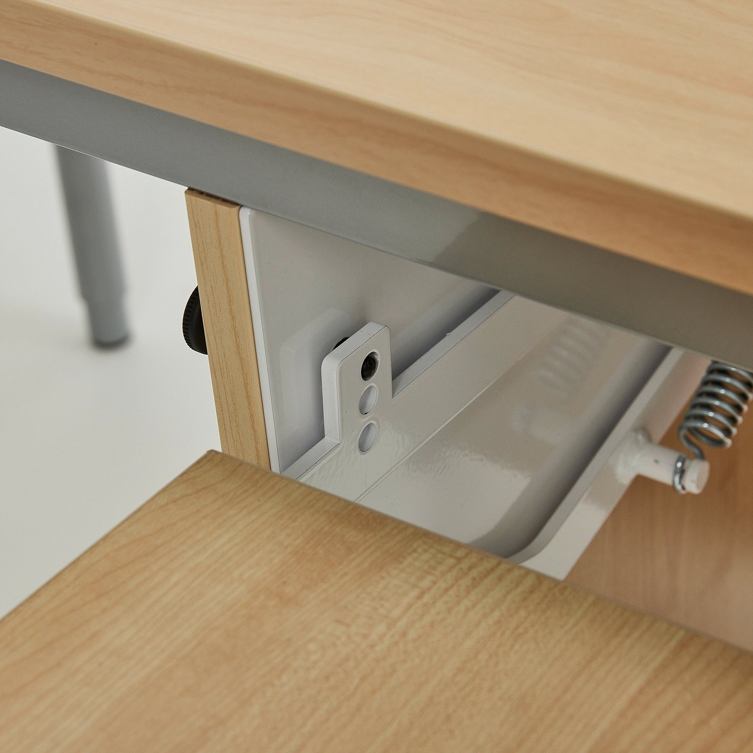 Height adjustable sewing table INGRID, 1200x700 mm, birch, alu grey ...