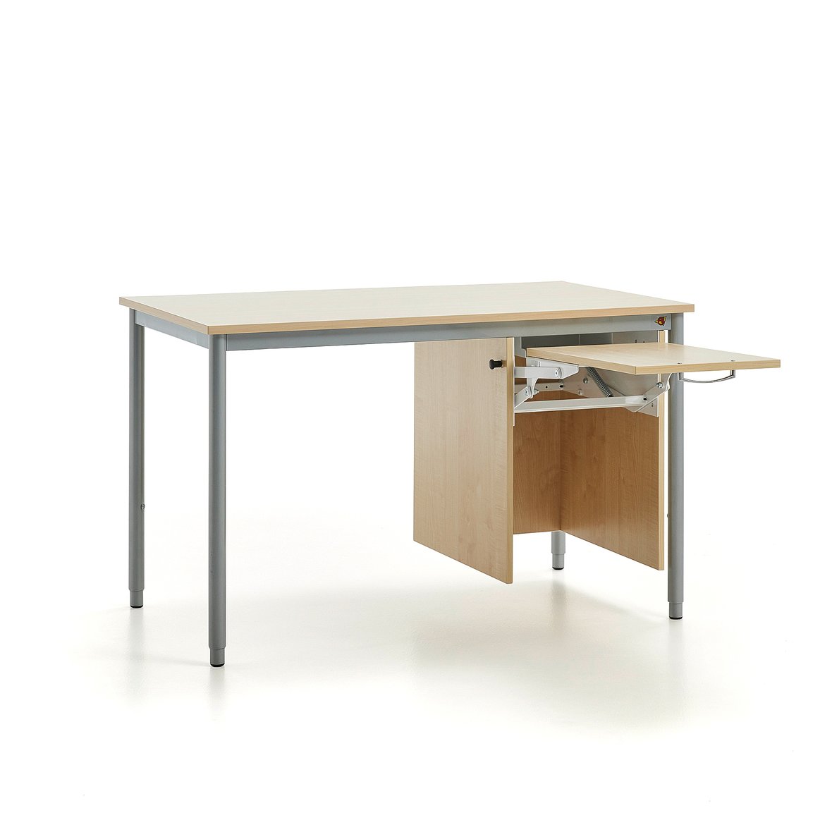 Height adjustable sewing table INGRID, 1200x700 mm, birch, alu grey ...