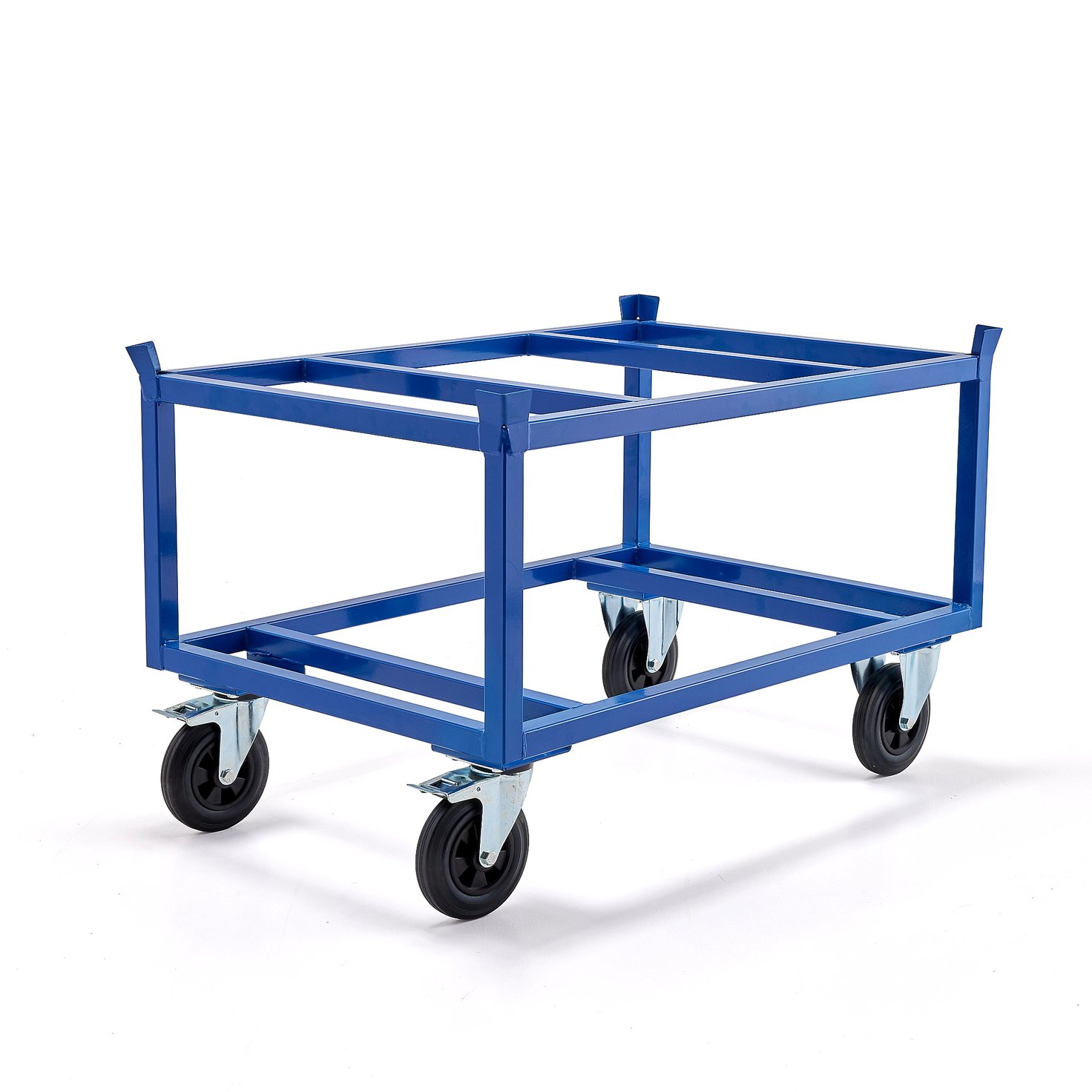 Secure pallet trolley FRAME, 500 kg load, Ø 200 mm rubber wheels ...