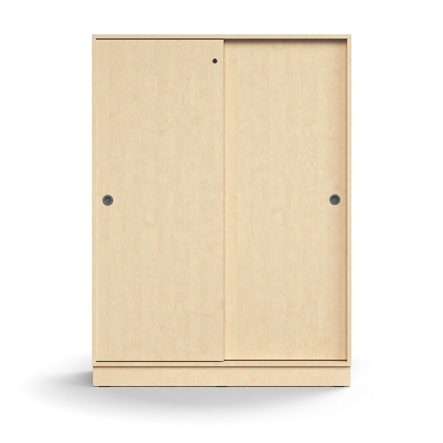 Lockable sliding door cabinet QBUS, 3 shelves, base frame, handles ...