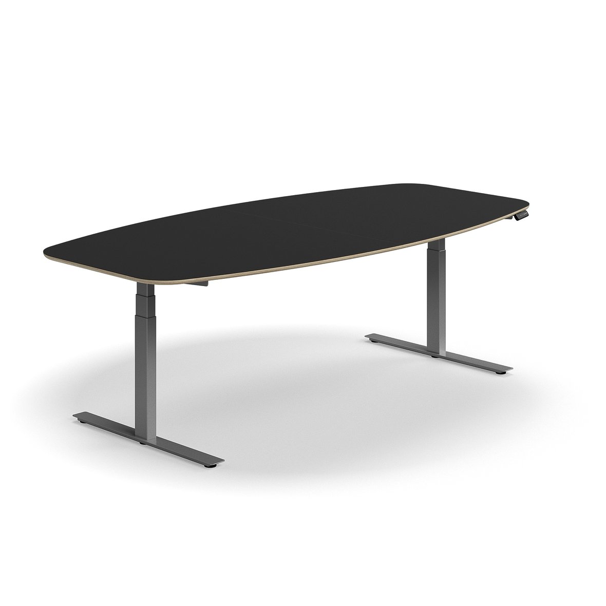 Sit-stand meeting table AUDREY, 2400x1200 mm, silver frame, dark grey ...