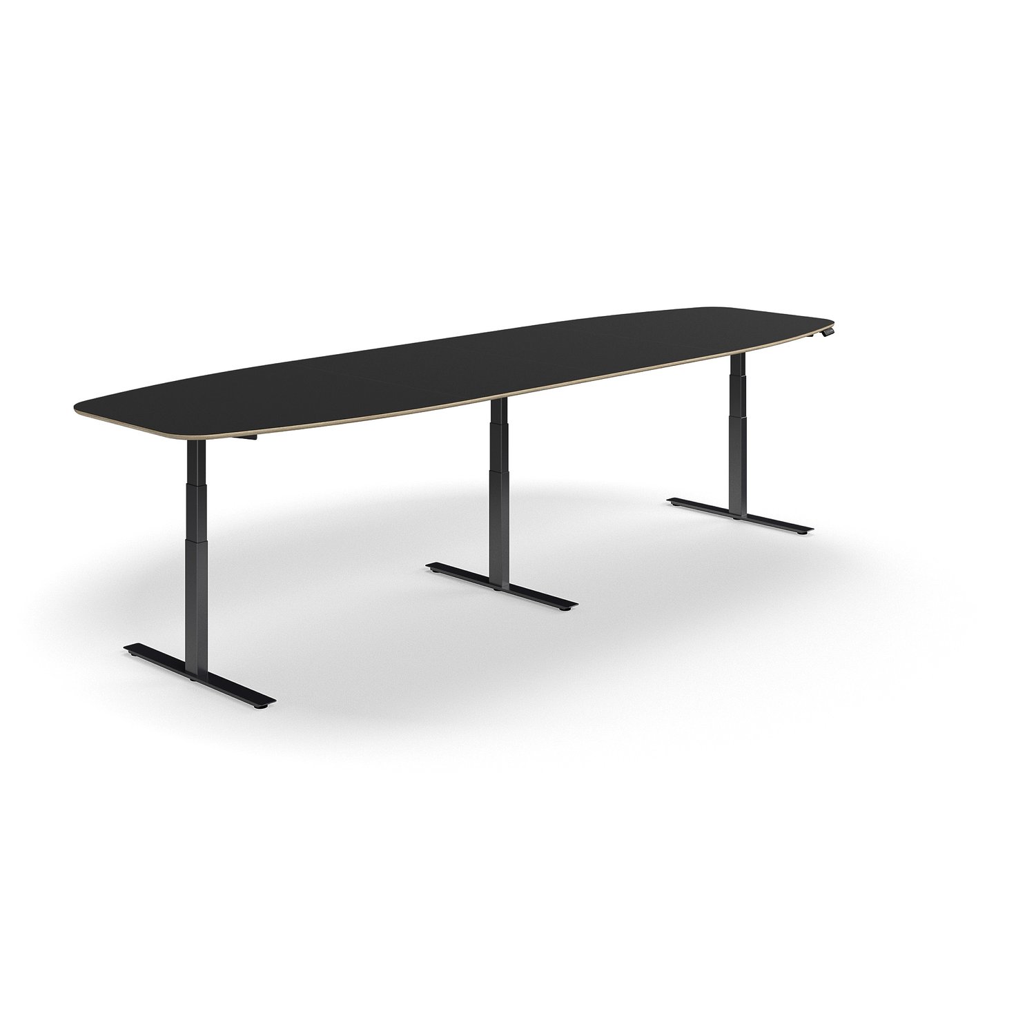 Sit-stand meeting table AUDREY, 4000x1200 mm, black frame, dark grey ...