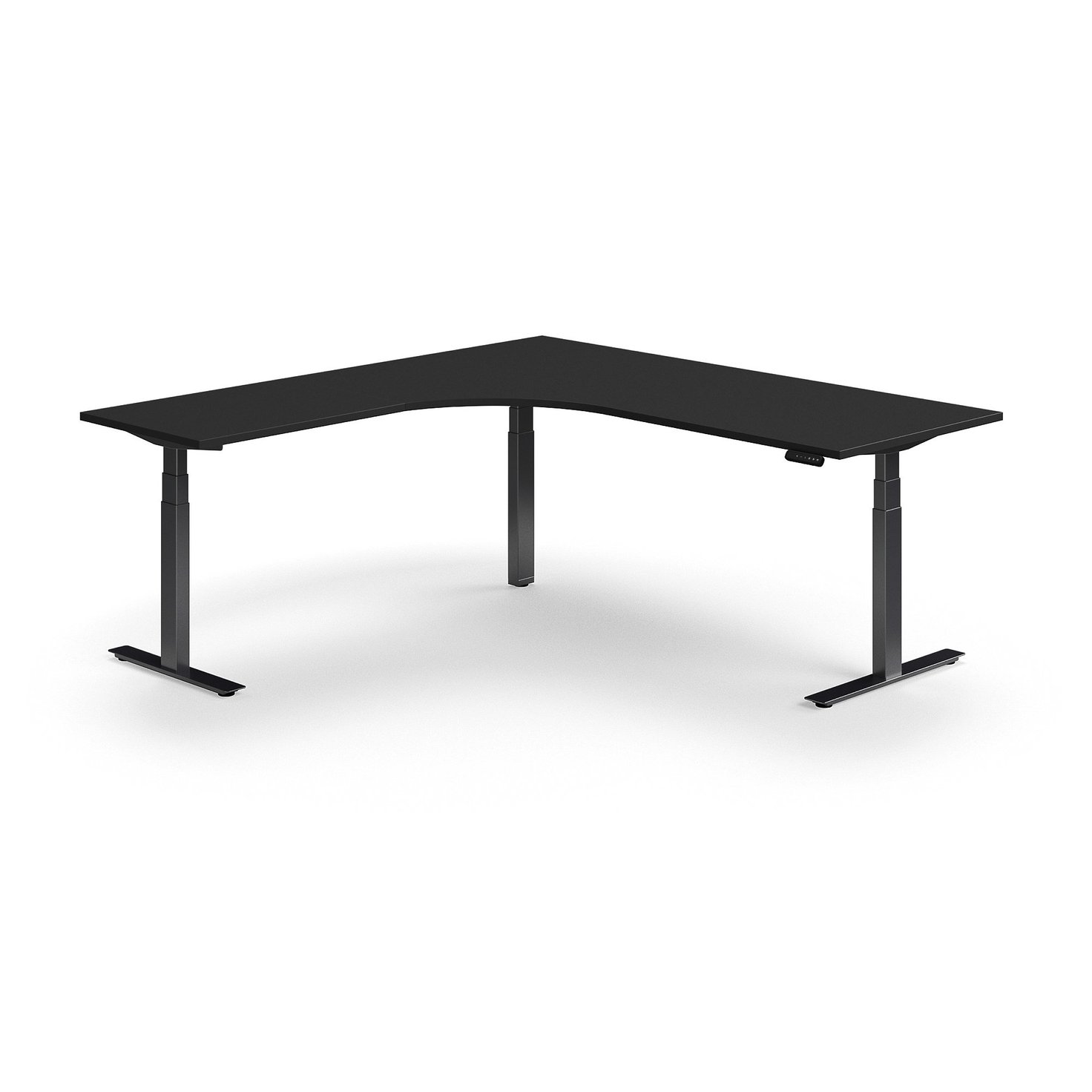 Standing desk QBUS, L-shaped, 2000x2000 mm, black frame, black | AJ ...