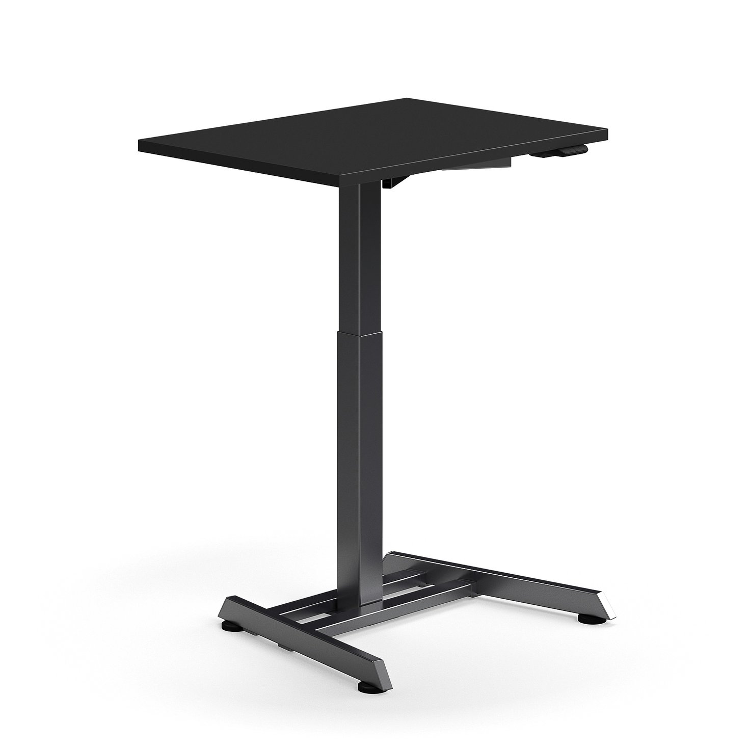 Sit-stand desk QBUS, single column base, 800x600 mm, black frame, black ...