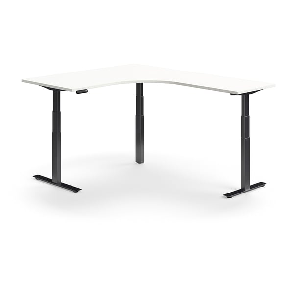 Standing desk QBUS, L-shaped, 1600x2000 mm, black frame, white | AJ ... Standing desk QBUS, L-shaped, 1600x2000 mm, black frame, white | AJ ...
