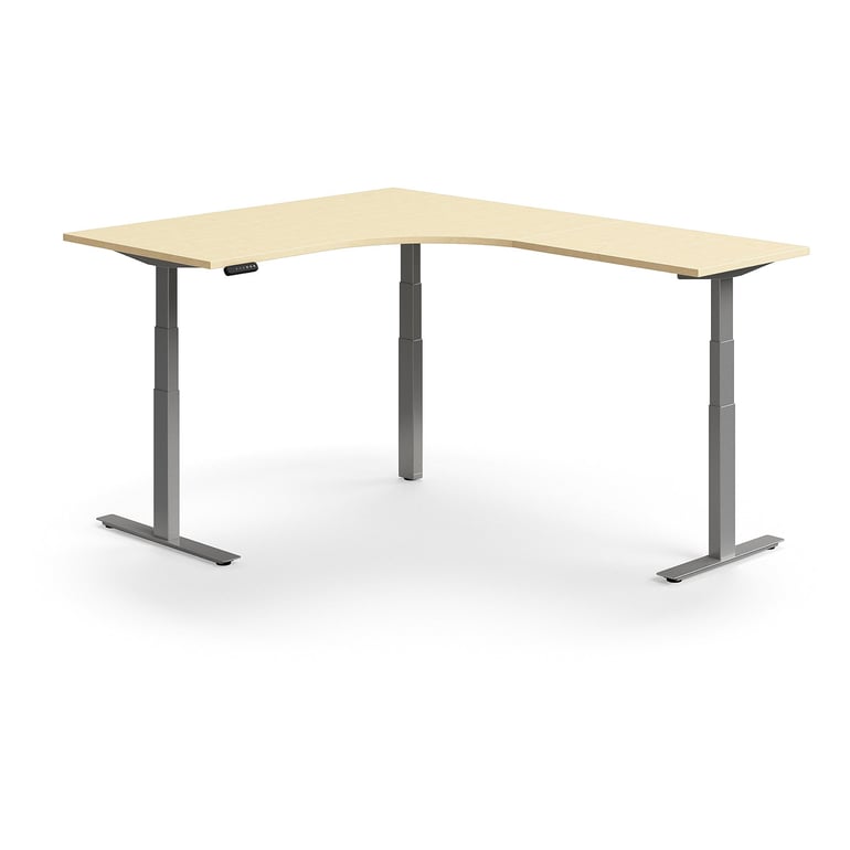 Standing desk QBUS, dual motor, L-shaped, 1600x2000 mm, silver frame ... Standing desk QBUS, dual motor, L-shaped, 1600x2000 mm, silver frame ...