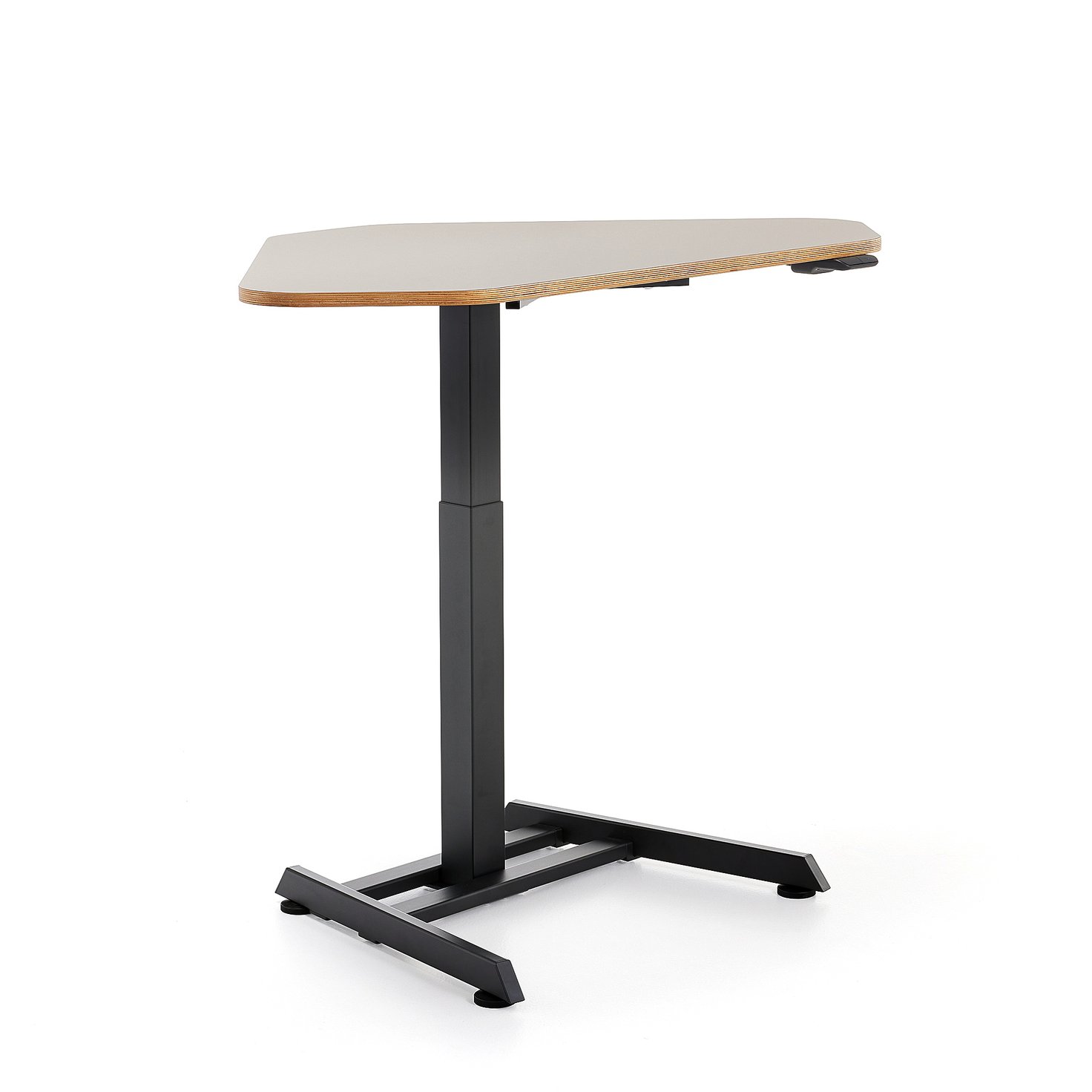 Standing corner desk NOVUS, 1200x750 mm, black frame, clay grey table ...
