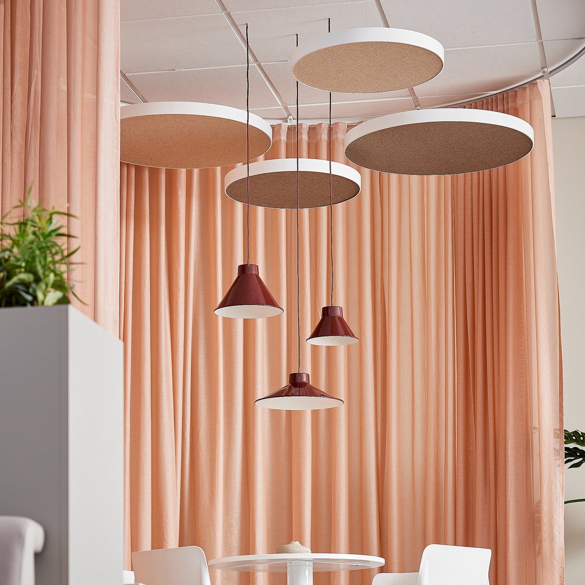 Acoustic panel GRACE, circle, Ø780x52 mm, ceiling hanging, beige | AJ ...